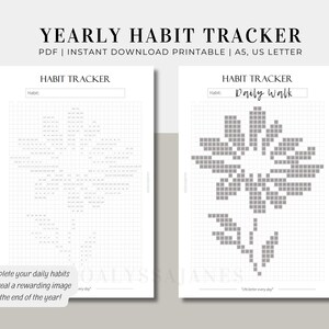Habit Tracker | Yearly | Printable Planner Inserts | Digital Download ...