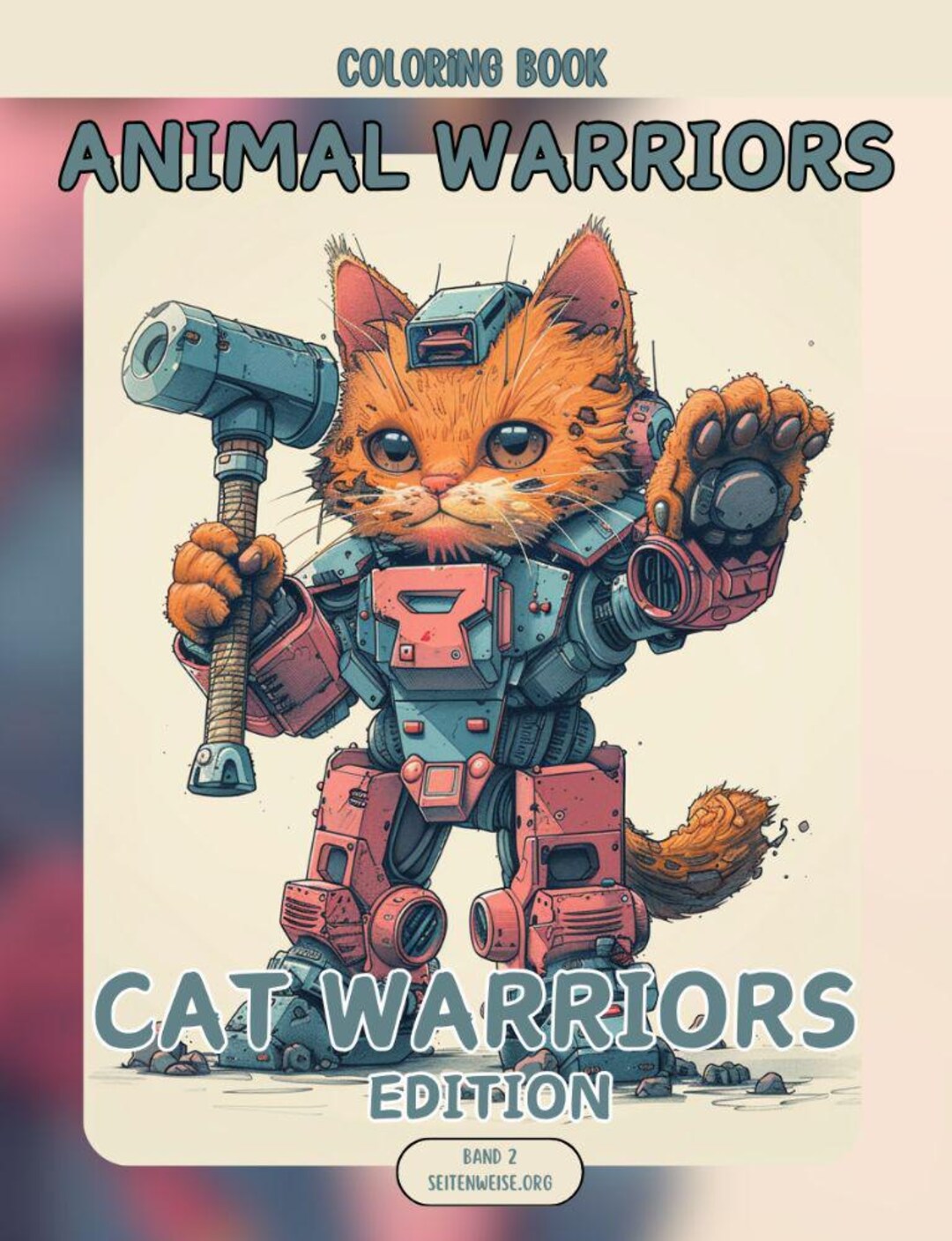 Coloring Book Animal Warriors: Cat Warriors Edition Adults & Teens Part ...