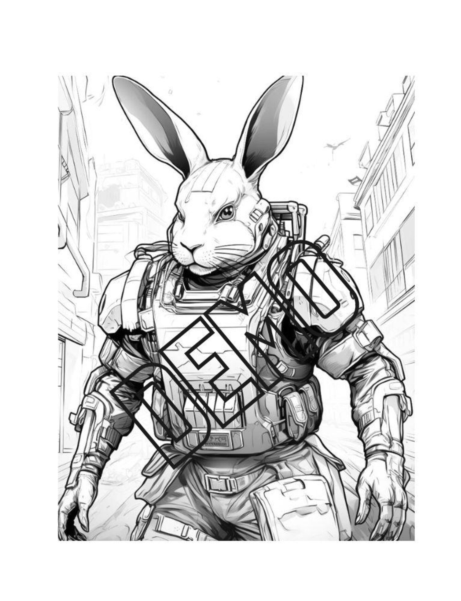 Coloring Book Animal Warriors: Rabbit Warriors Edition Adults & Teens ...