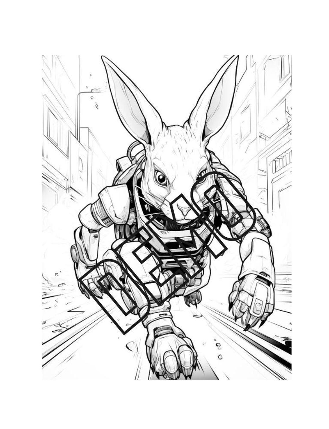 Coloring Book Animal Warriors: Rabbit Warriors Edition Adults & Teens ...