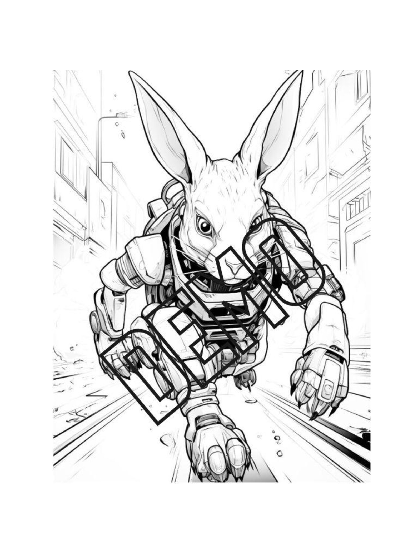 Coloring Book Animal Warriors: Rabbit Warriors Edition Adults & Teens ...