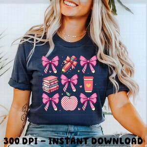 Teacher Pencil Coquette Bow Design, First Day School Png, Coquette ...