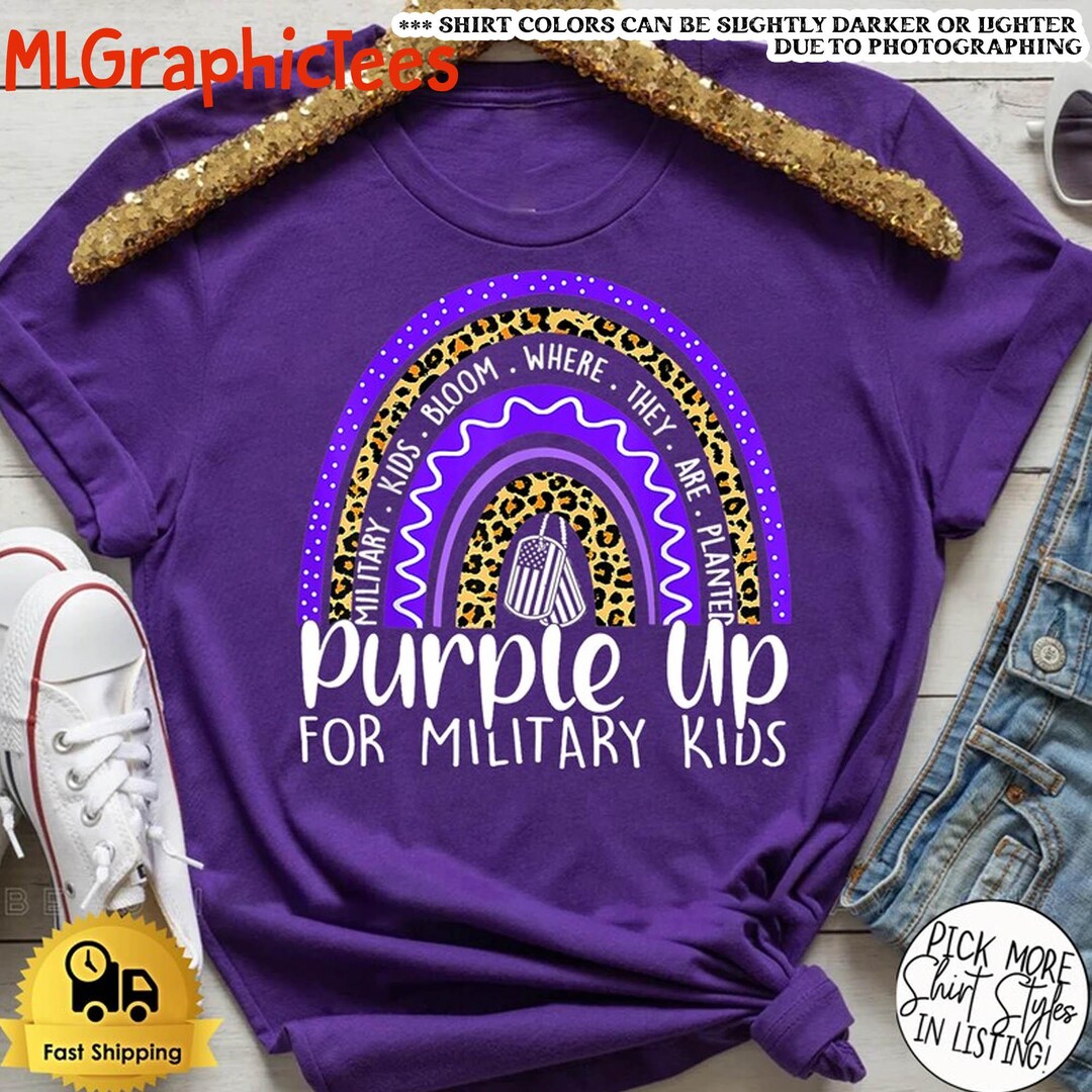 Purple up for Military Kids Rainbow Military Child Month Shirt, Month ...