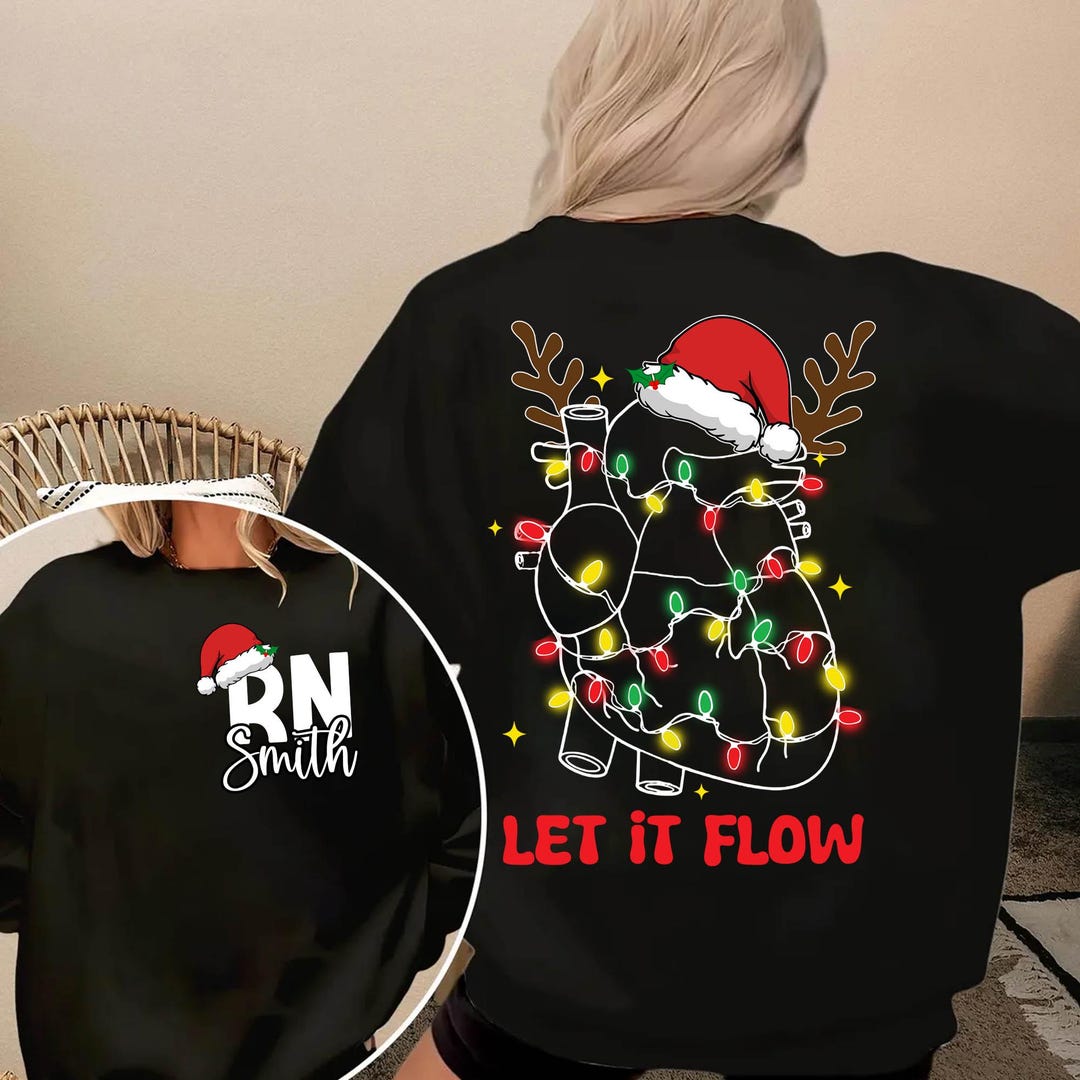 Christmas Cardiac Nurse Heart Anatomy Sweatshirt, Xmas Cath Lab Shirt ...