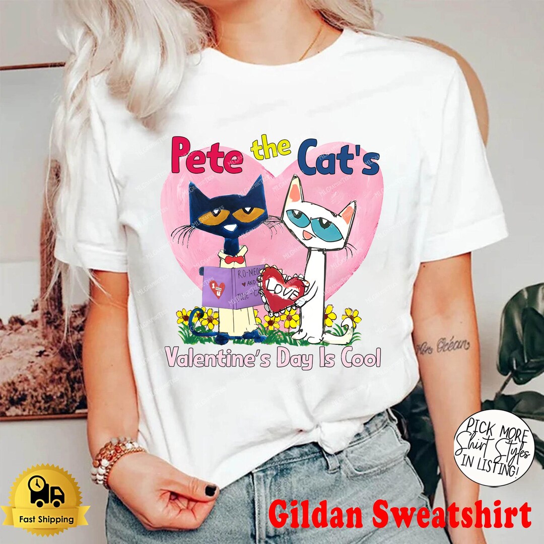 Pete the Cat Valentine's Day is Cool Shirt, Fall in Love Pete the Cat ...