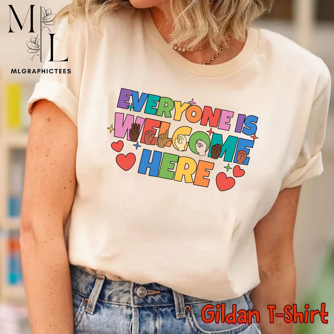 Everyone is Welcome Here Multicultural Teacher Shirt, Inclusion and ...