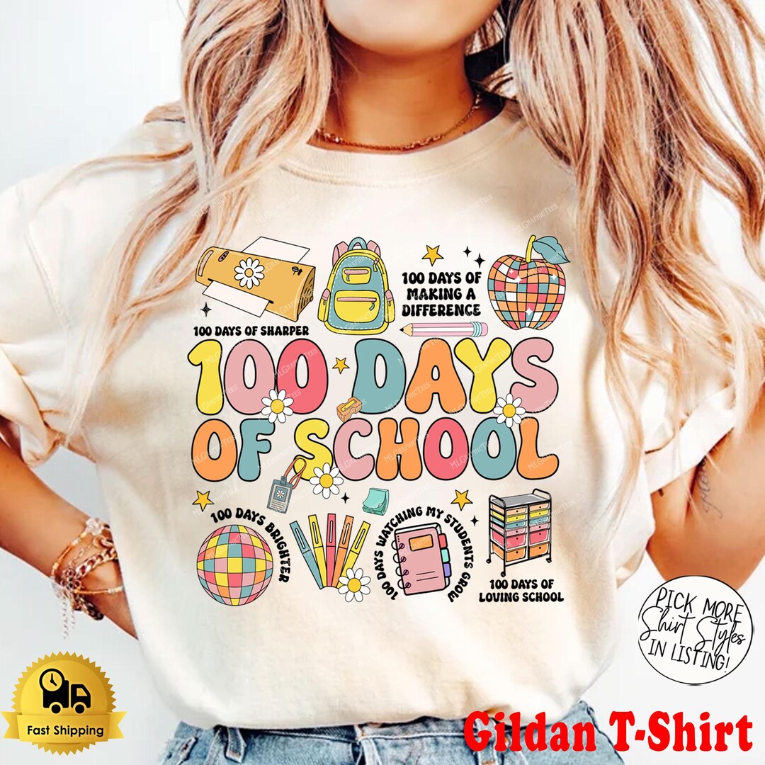 Retro Groovy 100 Days of School Shirt, 100 Days Smarter Shirt, 100 Days ...
