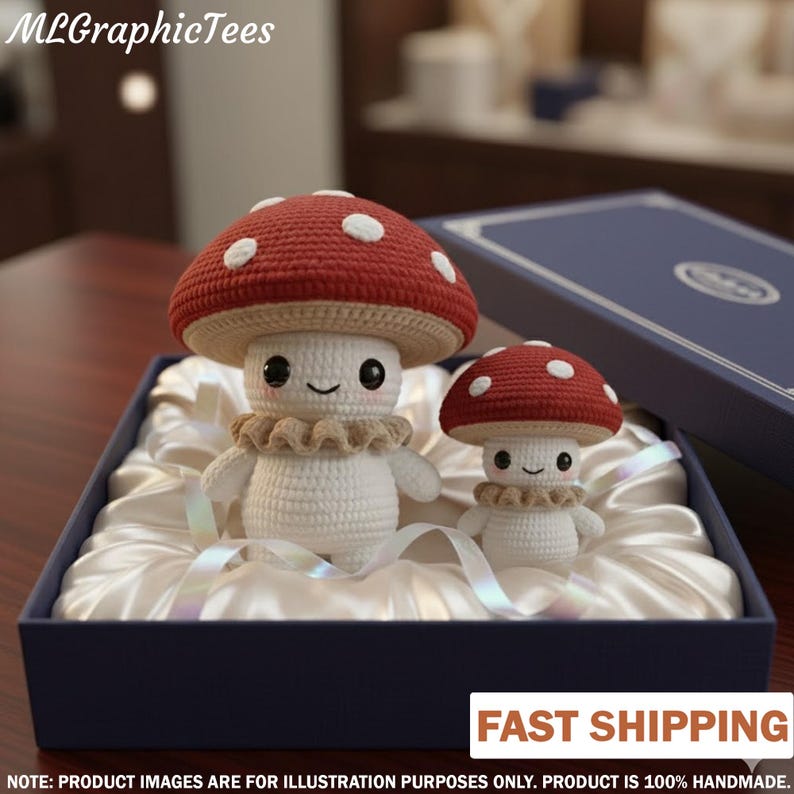Handmade Mushroom Crochet Plush, Cute Critter Amigurumi Doll, Soft ...