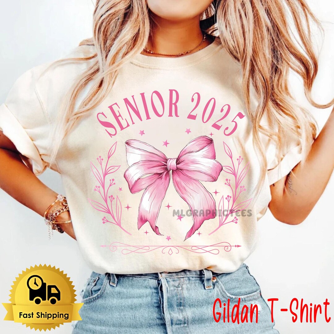 Coquette Bow Pencil Senior 2025 Shirt, Retro My Last First Day Shirt ...