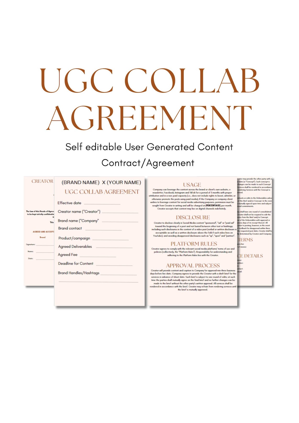 Professional UGC Creator Contract Template, UGC Template, UGC Contract ...