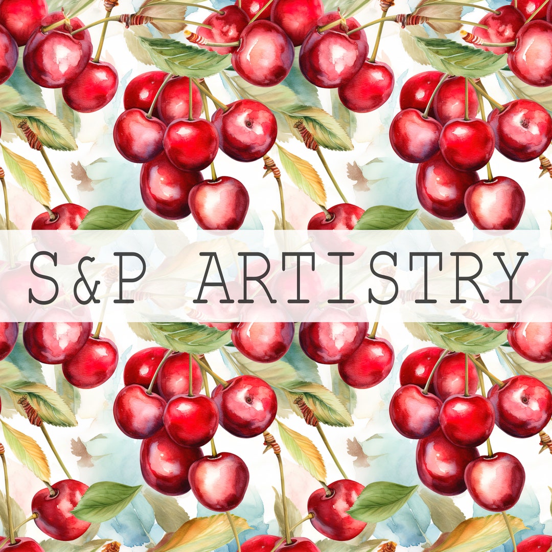 Fruit Pattern Digital Paper, Watercolor Cherry Design, 12x12 Inches ...