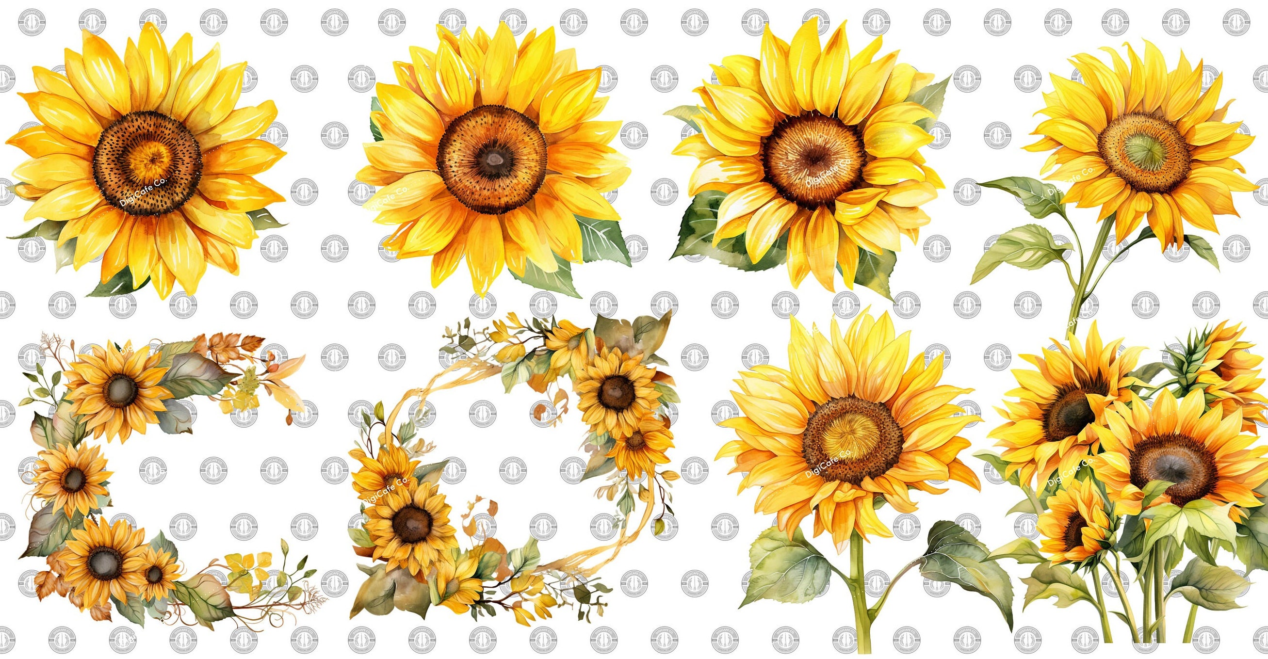 Watercolor Sunflowers Clipart - Sunflower Fall Floral Autumn Flower ...