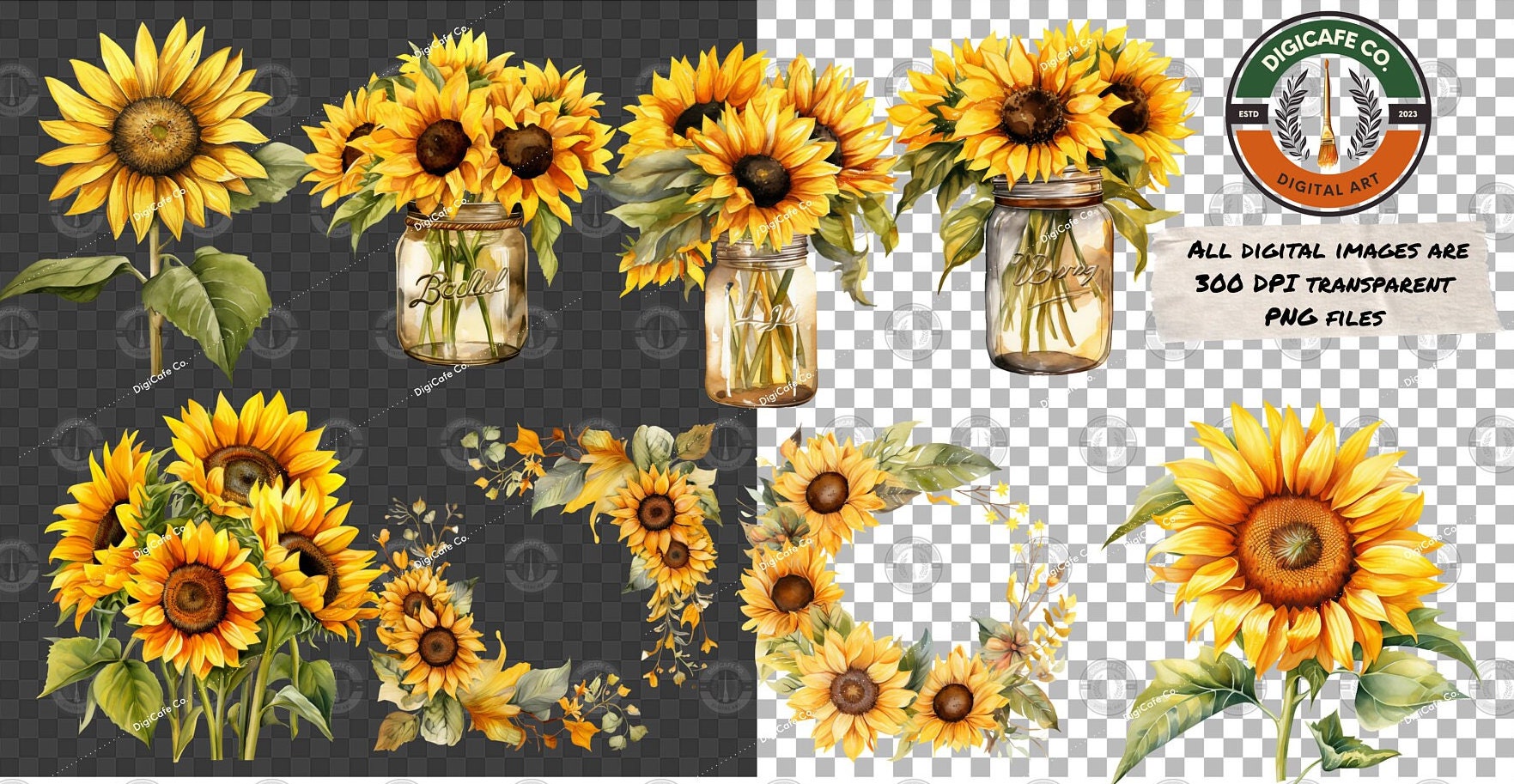 Watercolor Sunflowers Clipart - Sunflower Fall Floral Autumn Flower ...