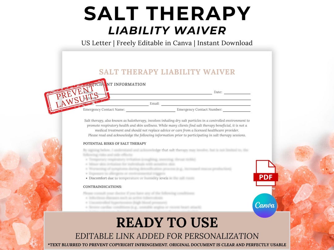 Salt Therapy Waiver Template: Halotherapy Consent Form (digital ...