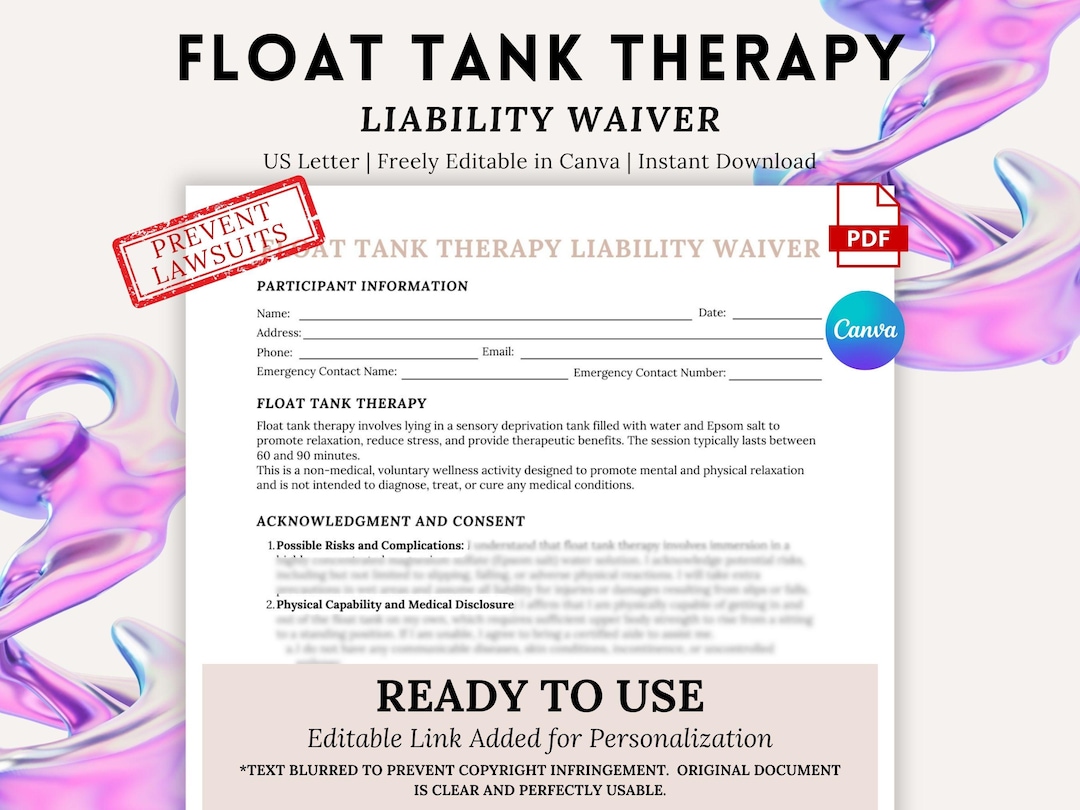 Printable Float Tank Therapy Liability Waiver, Sensory Deprivation ...