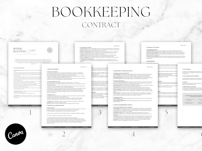 Editable Bookkeeping Contract Template: Freelancer Accounting Service ...
