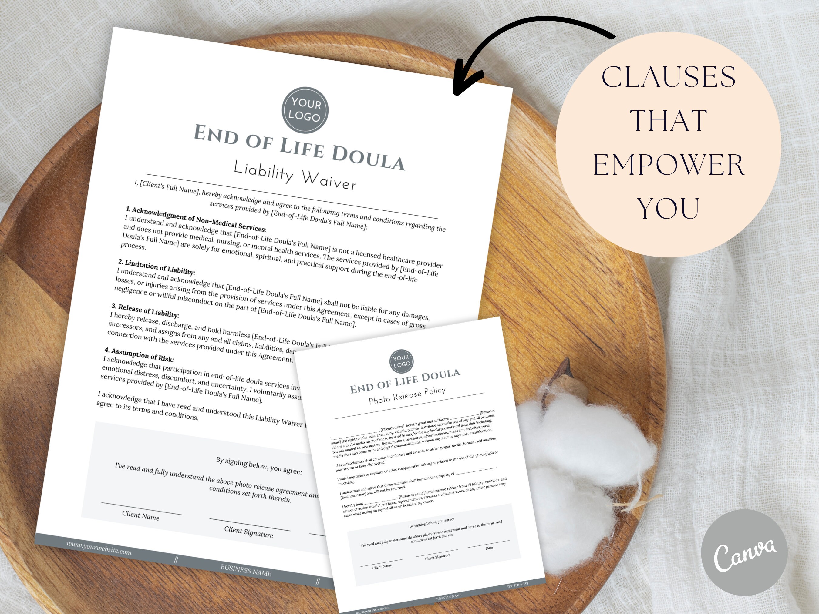 Editable End-of-life Doula Contract Forms: Business Bundle (digital ...