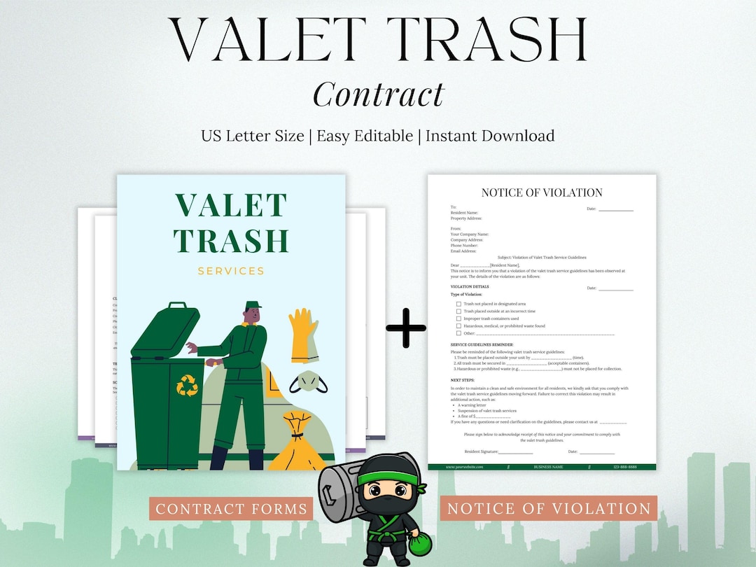 Valet Trash Contract Template: HOA & Apartment Services (digital ...