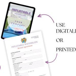 Inflatable Water Slide Rental Contract and Liability Waiver, Waterslide ...