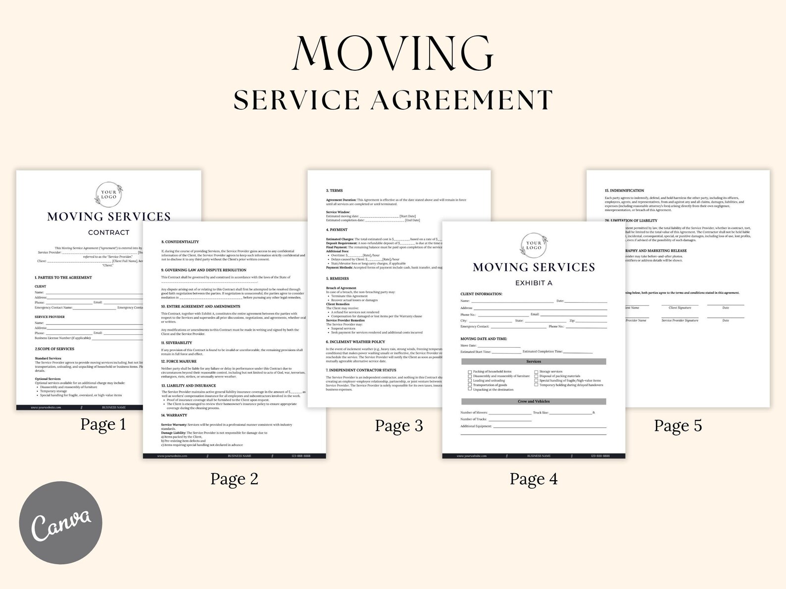 Moving Service Contract Template: Commercial & Residential (canva ...