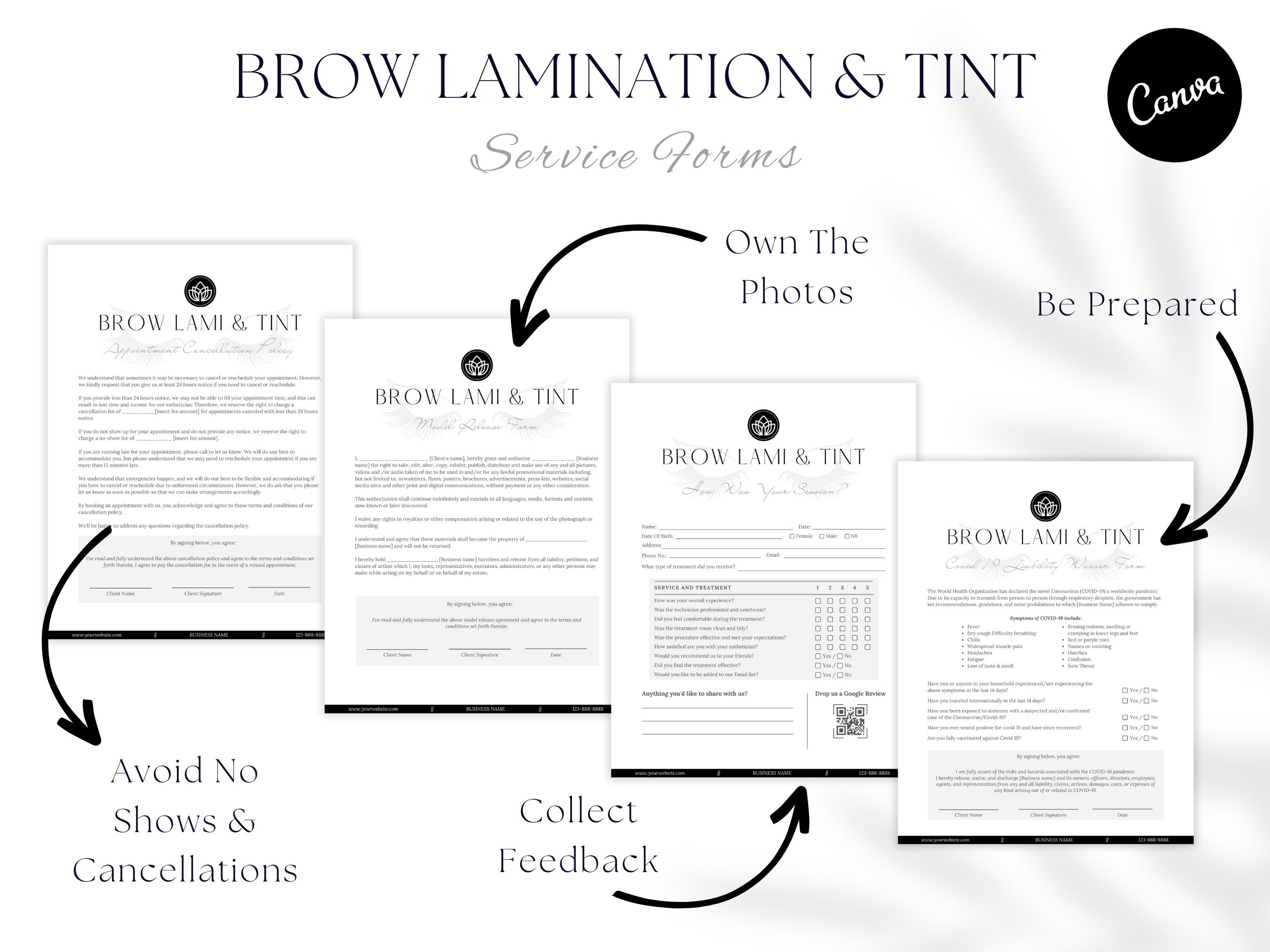 Editable Brow Lamination and Tint Forms Bundle Eyebrow Consent Form ...