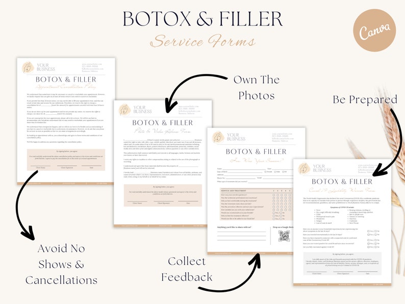 Botox and Filler Forms Bundle: Client Intake, Aftercare (editable Canva ...