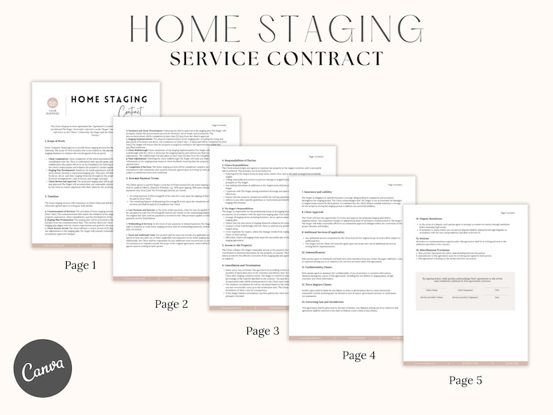 Editable Home Staging Contract Template: Real Estate Business Form ...