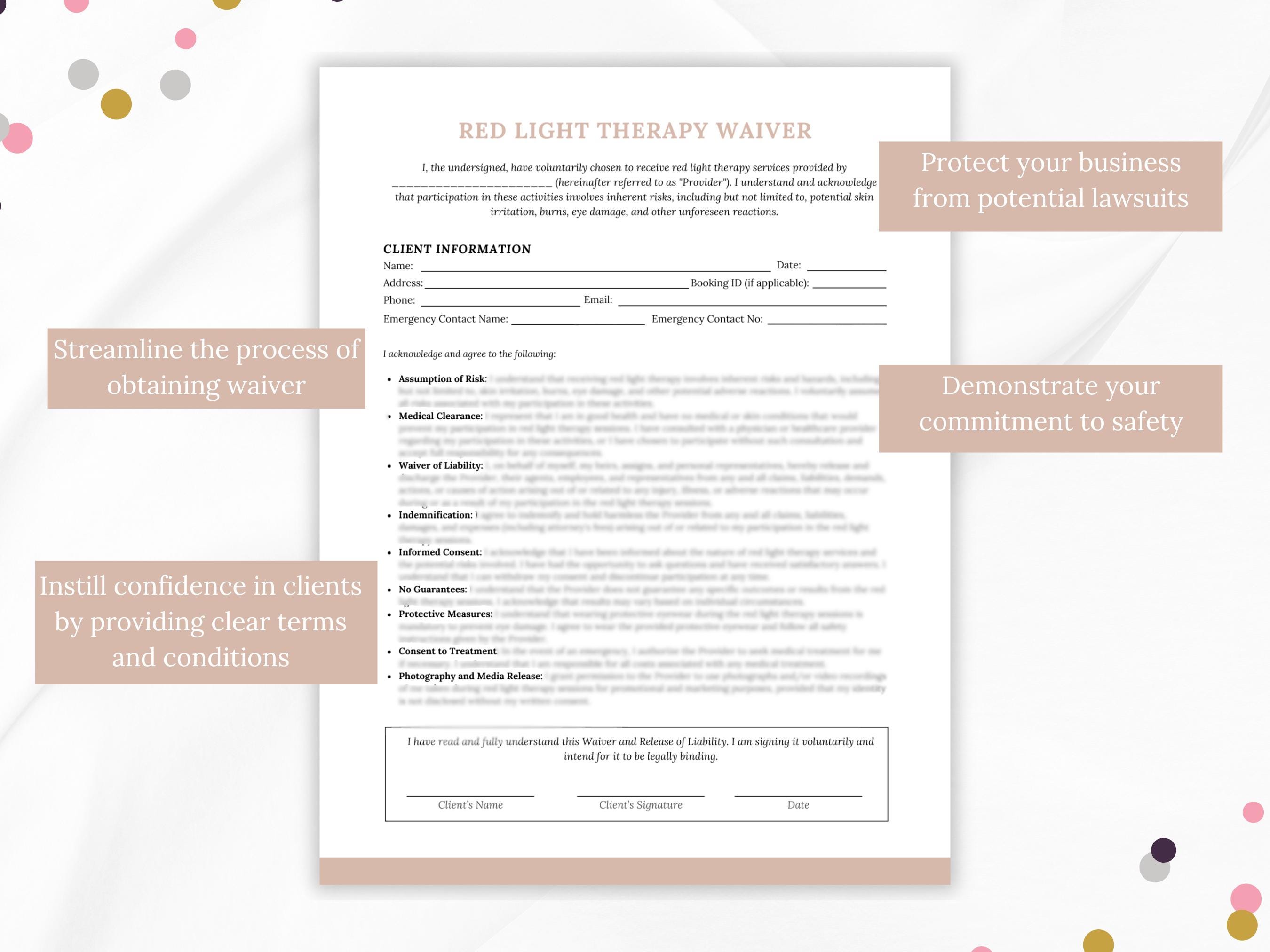 Red Light Therapy Waiver Template: Client Consent Form (PDF) - Etsy