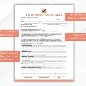 Bounce House Rental Liability Waiver, Inflatable Business Waiver, Can ...