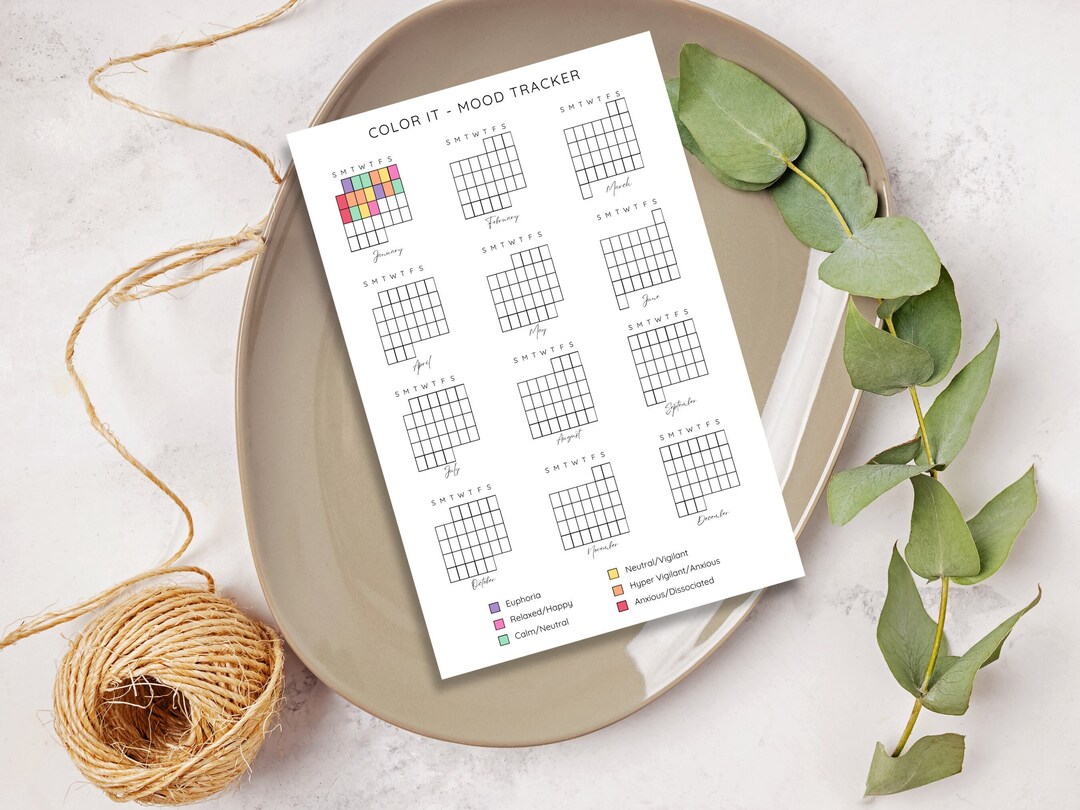 Printable 2024 Color It Mood Tracker, Mood Spectrum Journal, Emotion ...