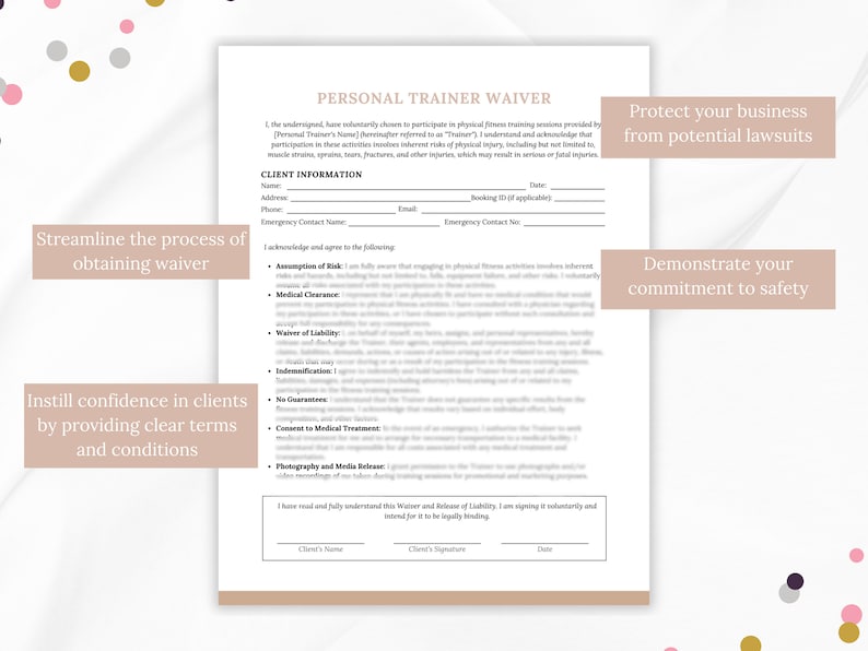 Personal Trainer Liability Waiver Form, Home Physical Trainer Waiver ...