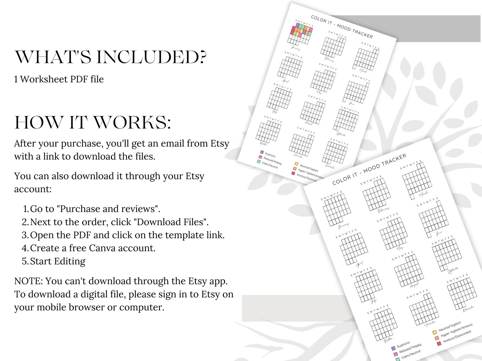 Printable 2024 Color It Mood Tracker, Mood Spectrum Journal, Emotion ...