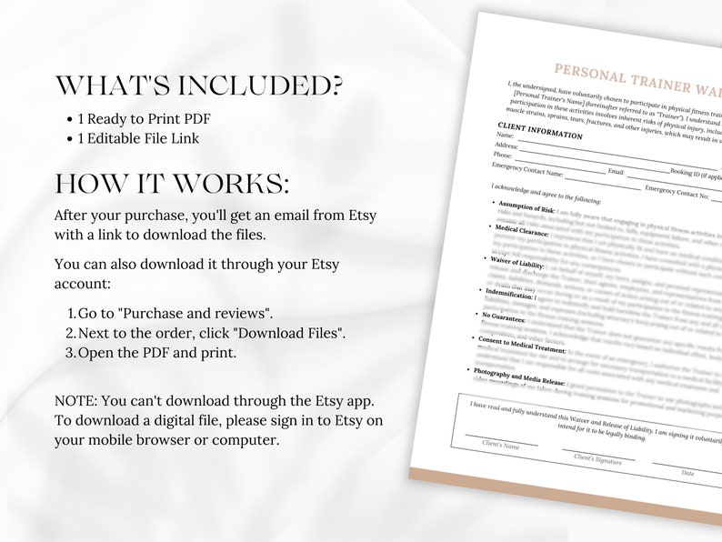 Personal Trainer Liability Waiver Form, Home Physical Trainer Waiver ...