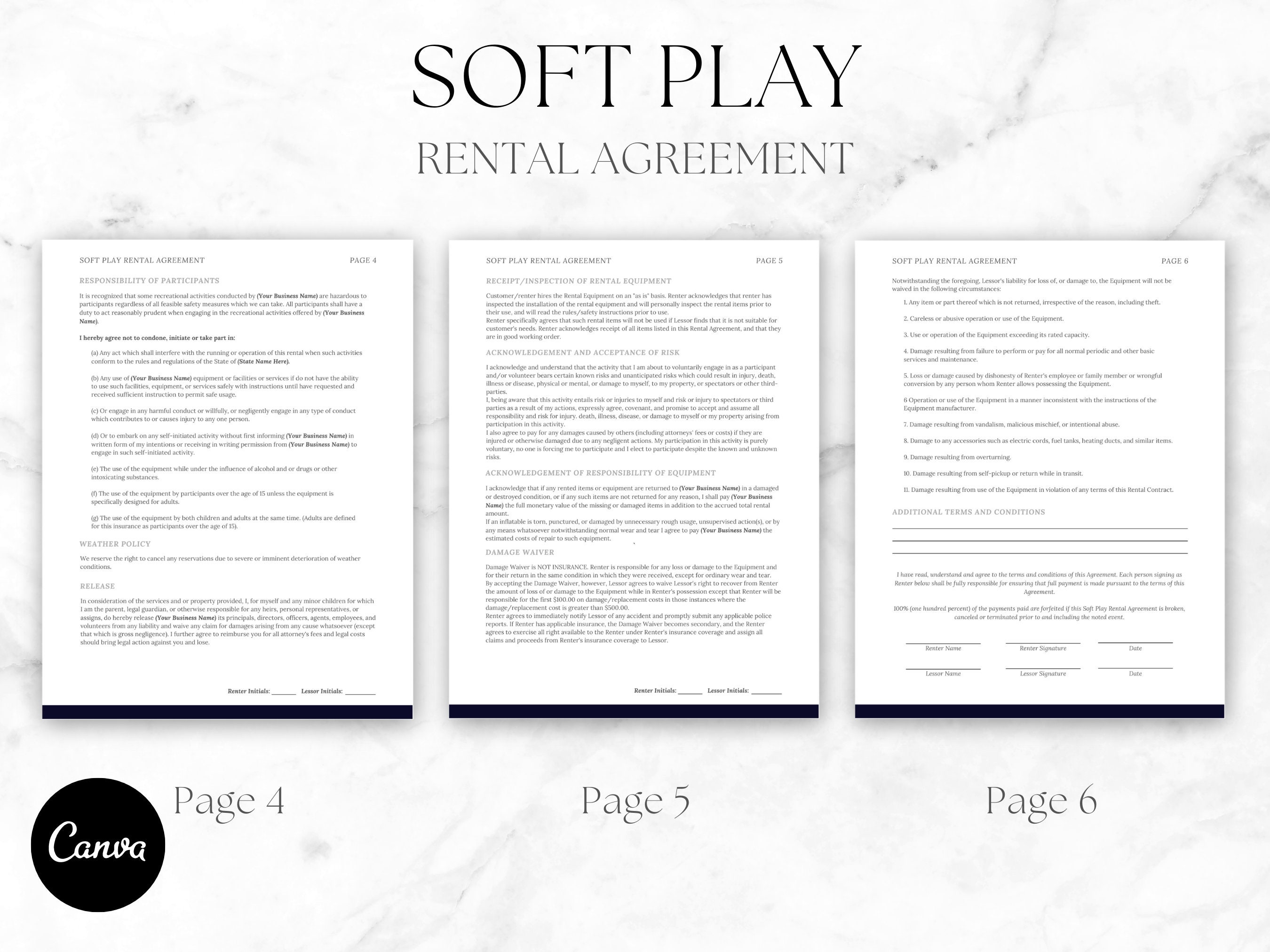 Soft Play Equipments Rental Agreement and Liability Waiver| Inflatable ...