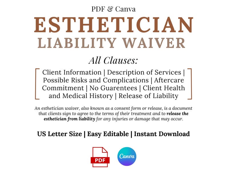 Editable Esthetician Liability Waiver Template: Spa Consent Form (PDF ...