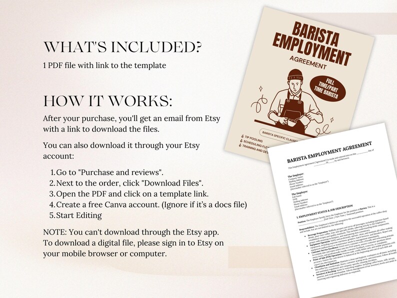 Editable Coffee Shop Barista Employment Contract Template - Word, MS ...
