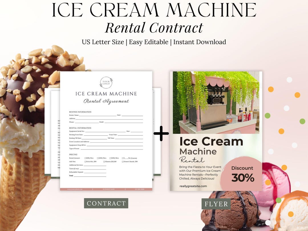 Ice Cream Machine Rental Contract Template: Event Planning (digital ...