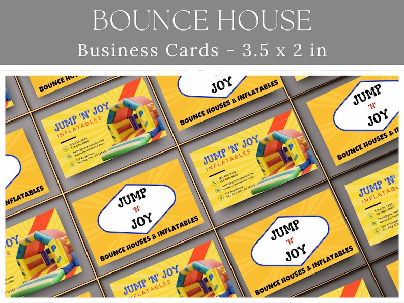 Editable Bounce House Business Card, Flyer & Yard Sign Template (canva ...