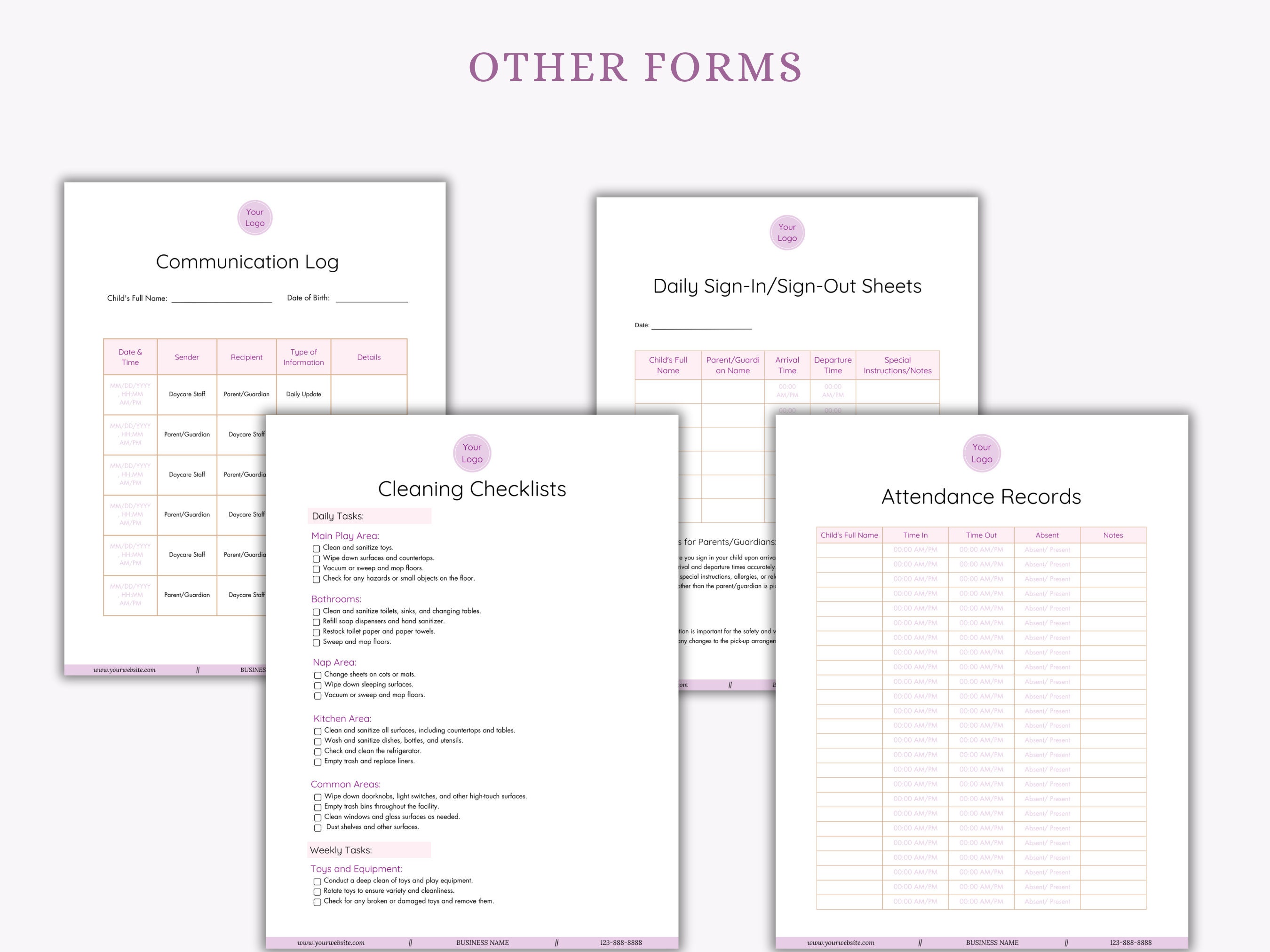 Daycare Business Starter Kit, Complete Daycare Forms Bundle, Printable ...