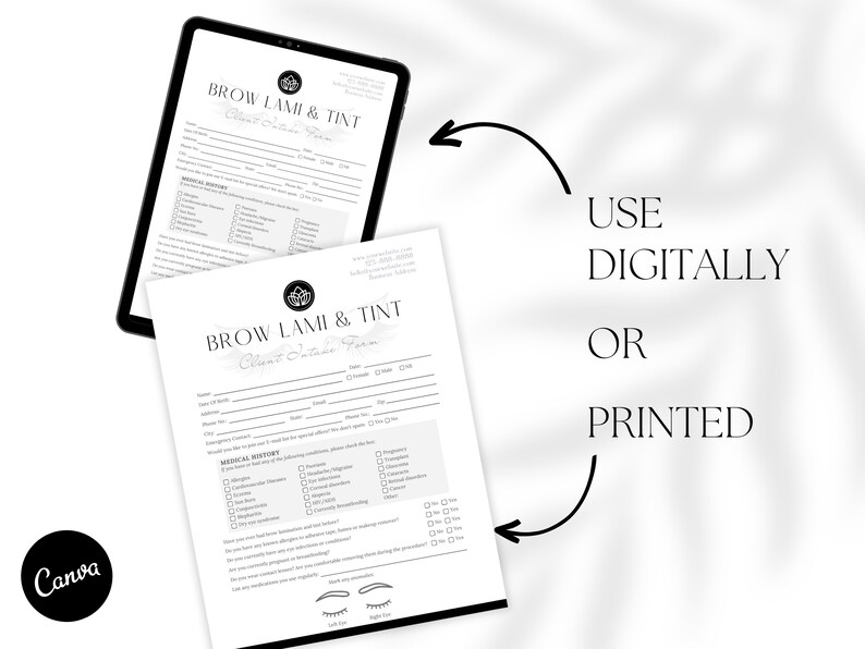 Editable Brow Lamination and Tint Forms Bundle Eyebrow Consent Form ...