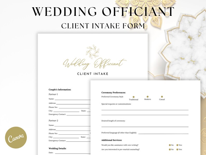 Editable Wedding Officiant Contract, Nuptial Business Experts, Local ...