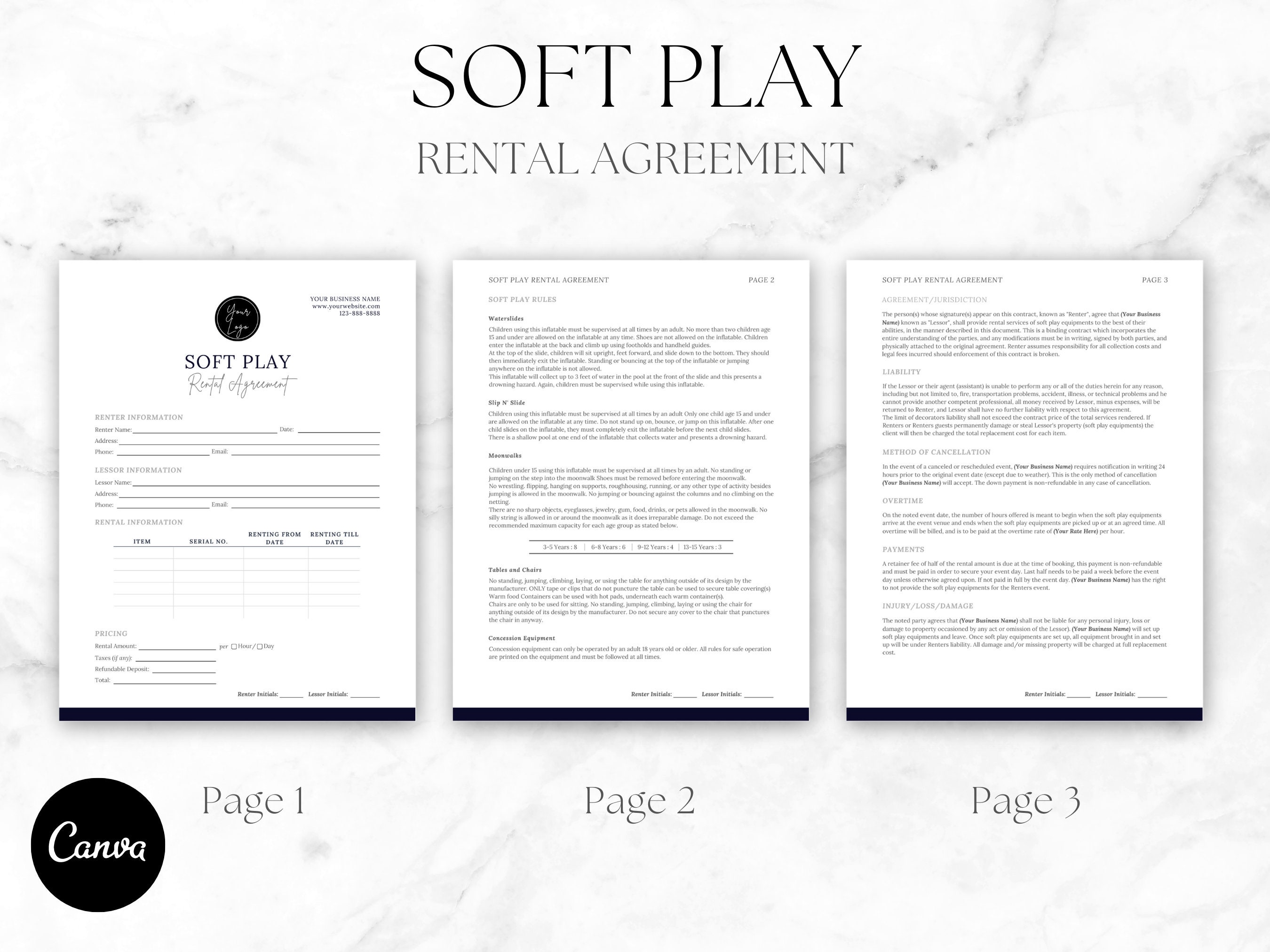 Soft Play Equipments Rental Agreement and Liability Waiver| Inflatable ...