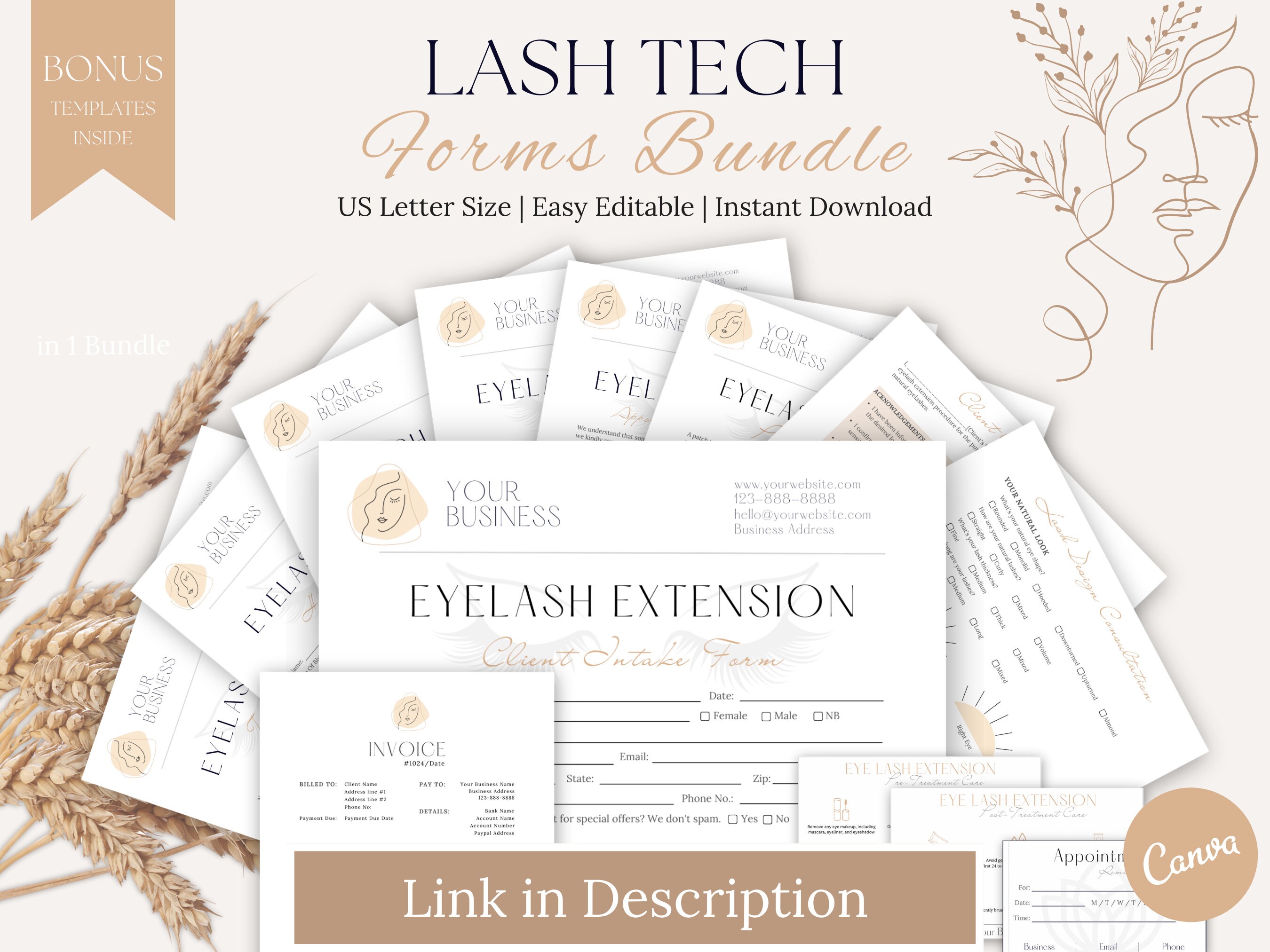 Lash Extension Consent Form, Client Consent, Editable Canva Template ...