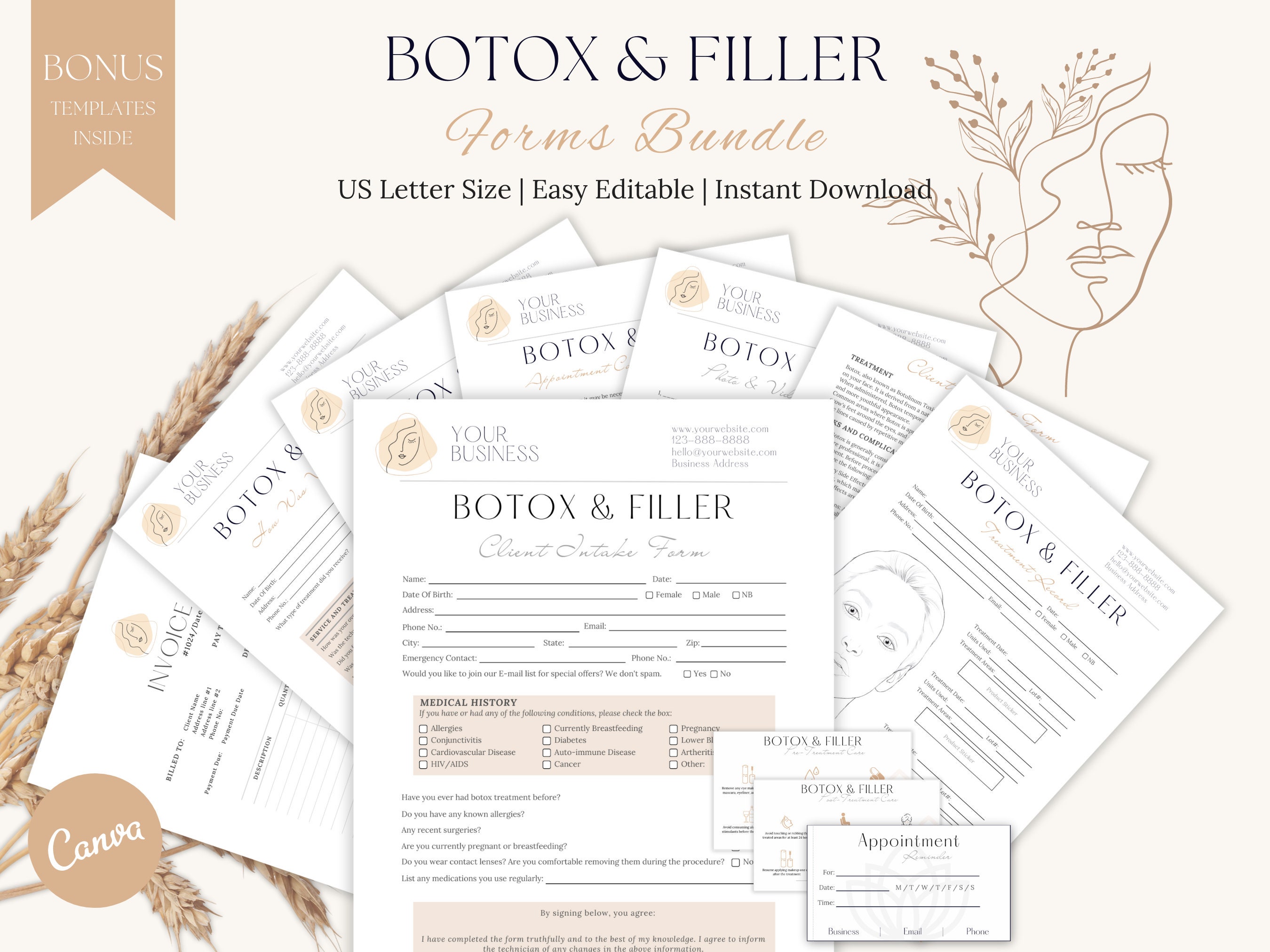 Botox and Filler Forms Bundle Client Intake Botulinum Neurotoxins Forms ...