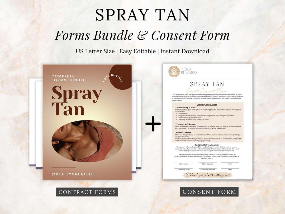 Spray Tan Forms Bundle, Client Intake, Consent Form, Aftercare ...