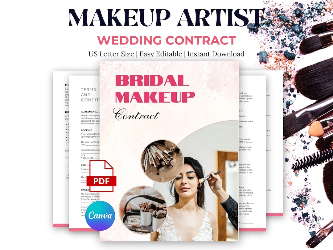 Makeup Artist Wedding Contract PDF & Editable Canva Template, Includes ...