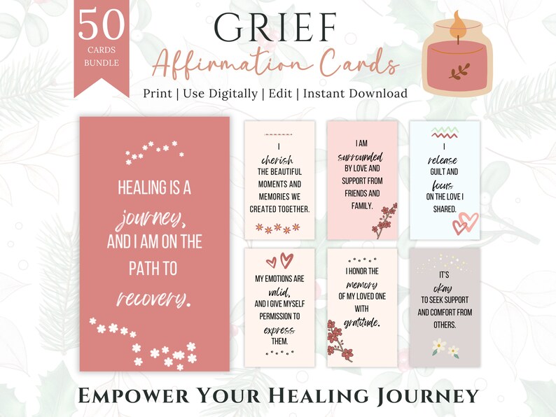 Printable Grief Affirmation Cards for Peace, Acceptance, and Hope ...