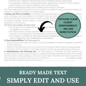 Home Care Liability Waiver Template: Editable Caregiver Form (digital ...