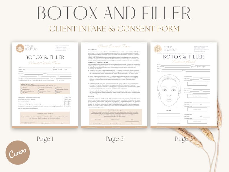 Editable Botox and Filler Forms: Client Intake, Consent, Aftercare ...