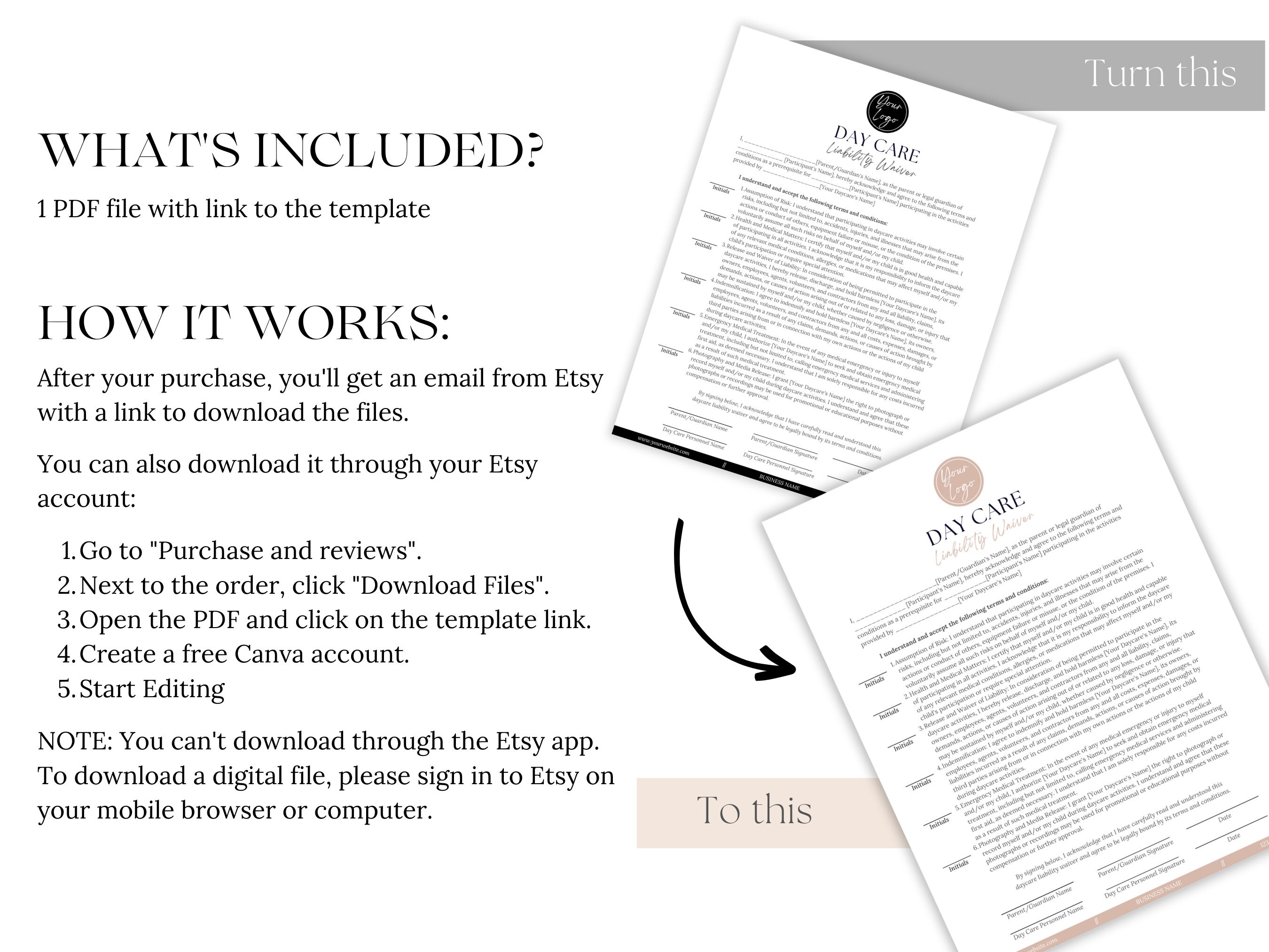 Daycare Liability Waiver Template: Childcare Consent Form (digital ...